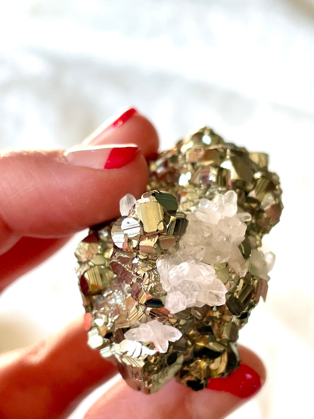 PYRITE QUARTZ Cluster Peruvian Grounding Manifestation Energies Rare ...