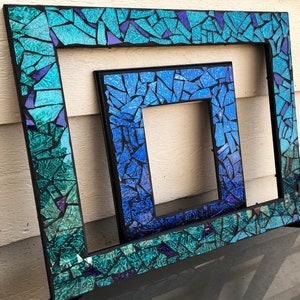 CUSTOM MOSAIC FRAMES in Cobalt Blue Van Gogh Stained Glass - 4"x6", 5 ...