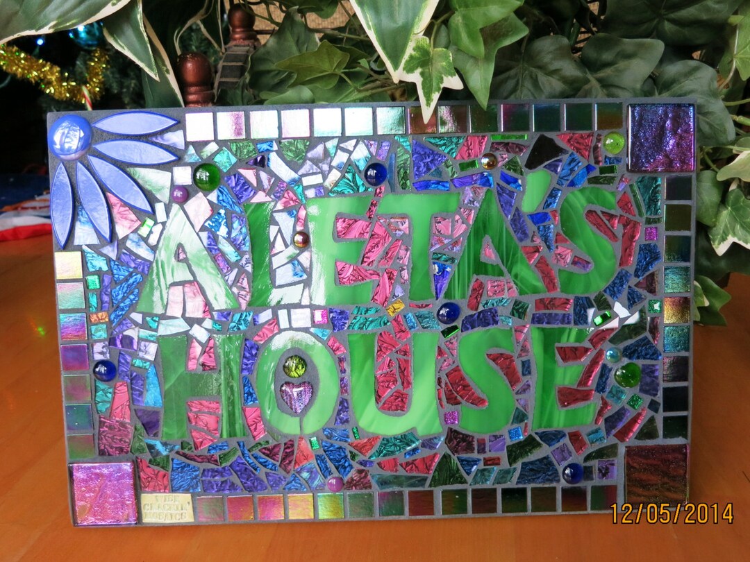 CUSTOM MADE Mixed Media Mosaic Personalized Name Sign / Plaque - You ...