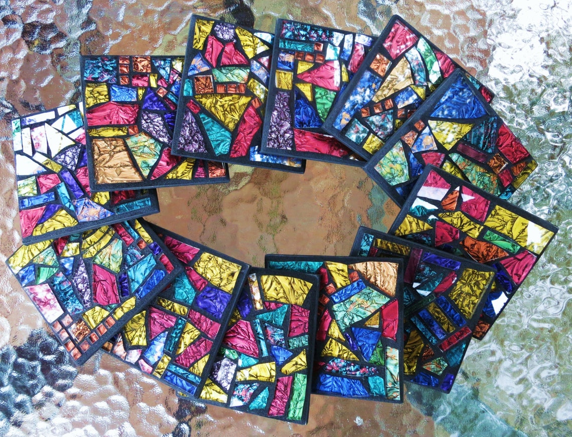 CUSTOM COASTERS Funky Shaped Square or Round Mosaic - Etsy