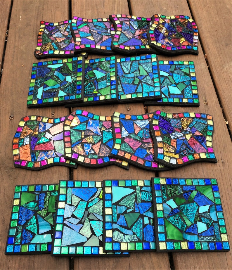 CUSTOM COASTERS Funky Shaped Square or Round Mosaic - Etsy