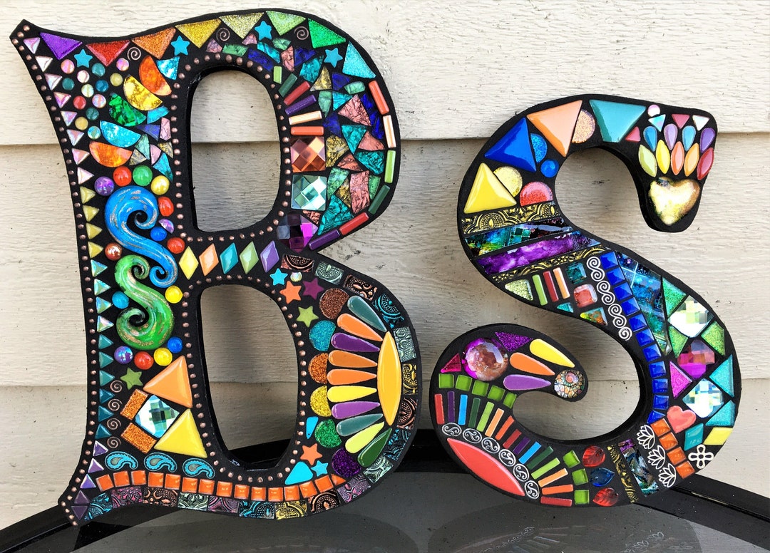 MOSAIC LETTERS/INITIALS - 7" Tall - Custom Mixed Media Mosaics - Unique ...