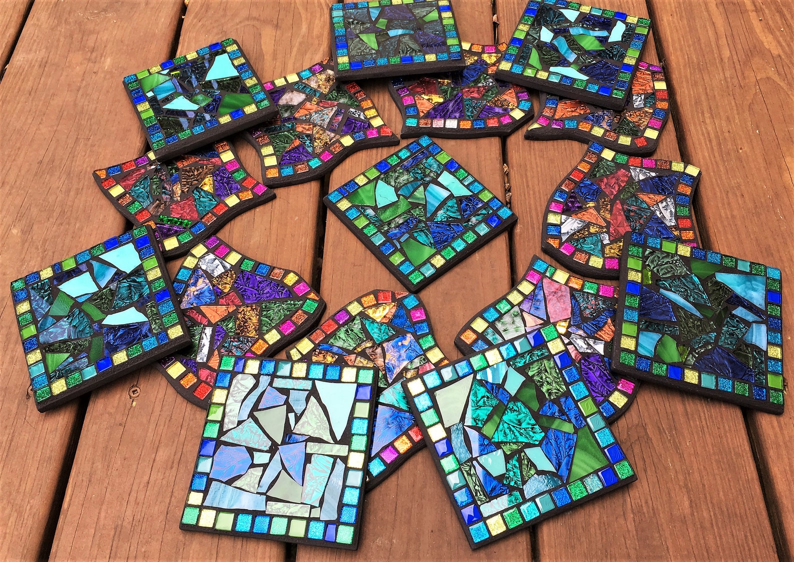 CUSTOM COASTERS Funky Shaped Square or Round Mosaic - Etsy
