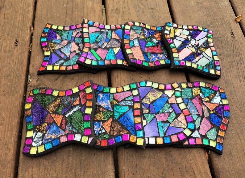 CUSTOM COASTERS Funky Shaped Square or Round Mosaic - Etsy