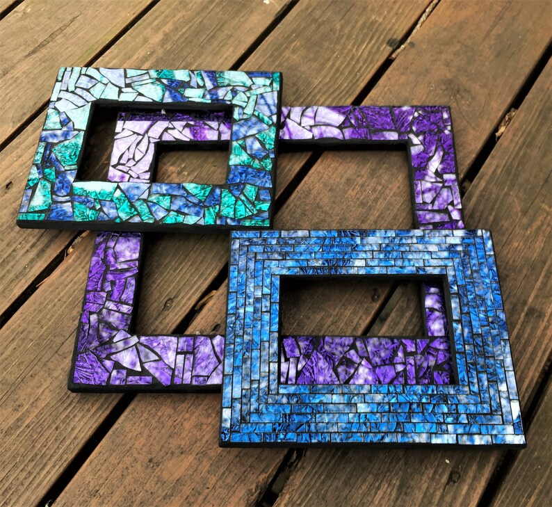 CUSTOM MOSAIC FRAMES in Cobalt Blue Van Gogh Stained Glass - Etsy