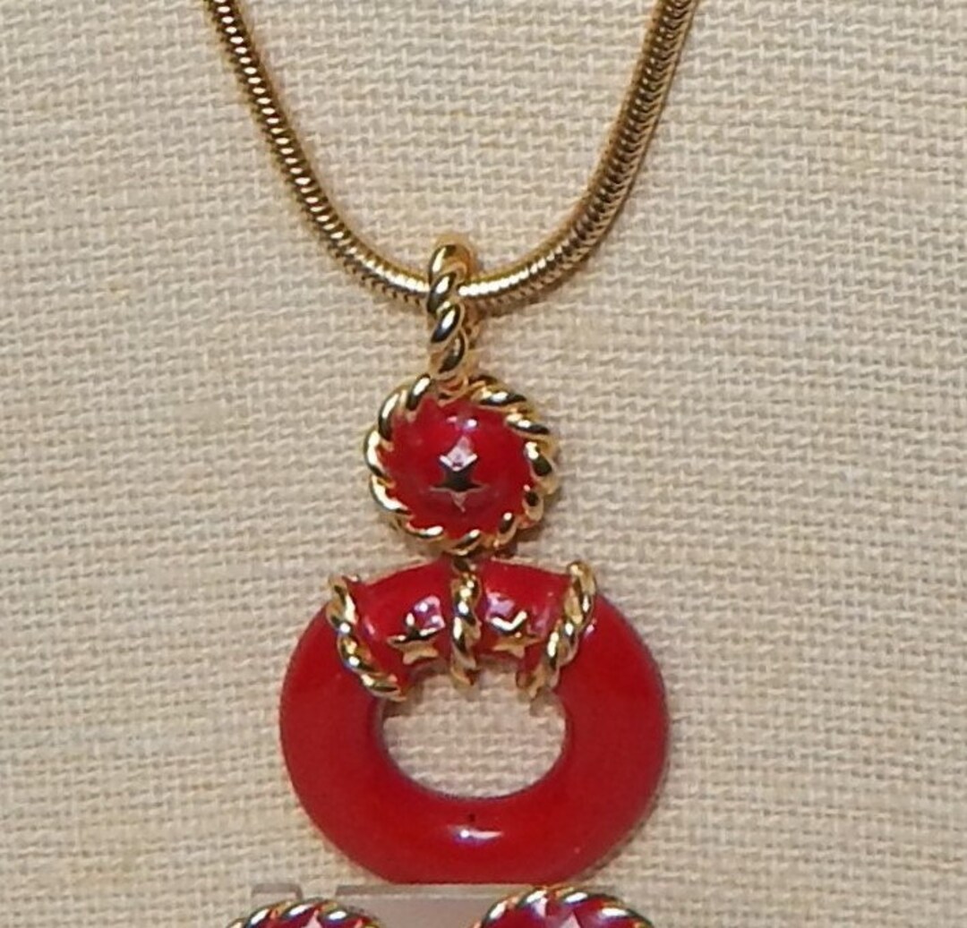 Red Necklace,red and Gold Necklace,red Long Necklace,red Lifesaver ...