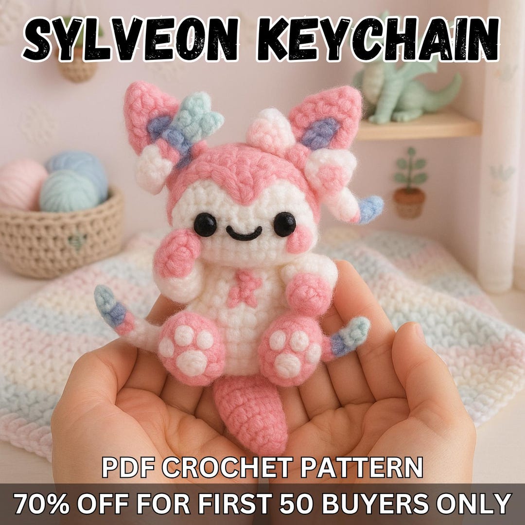 Sylveon Keychain Crochet Pattern, Pokemon Crochet Pattern, Sylveon ...