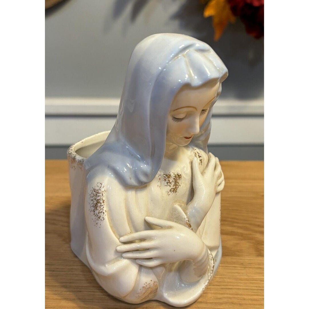 Vintage Madonna Planter Vase Centerpiece Original Decal Shafford Japan ...