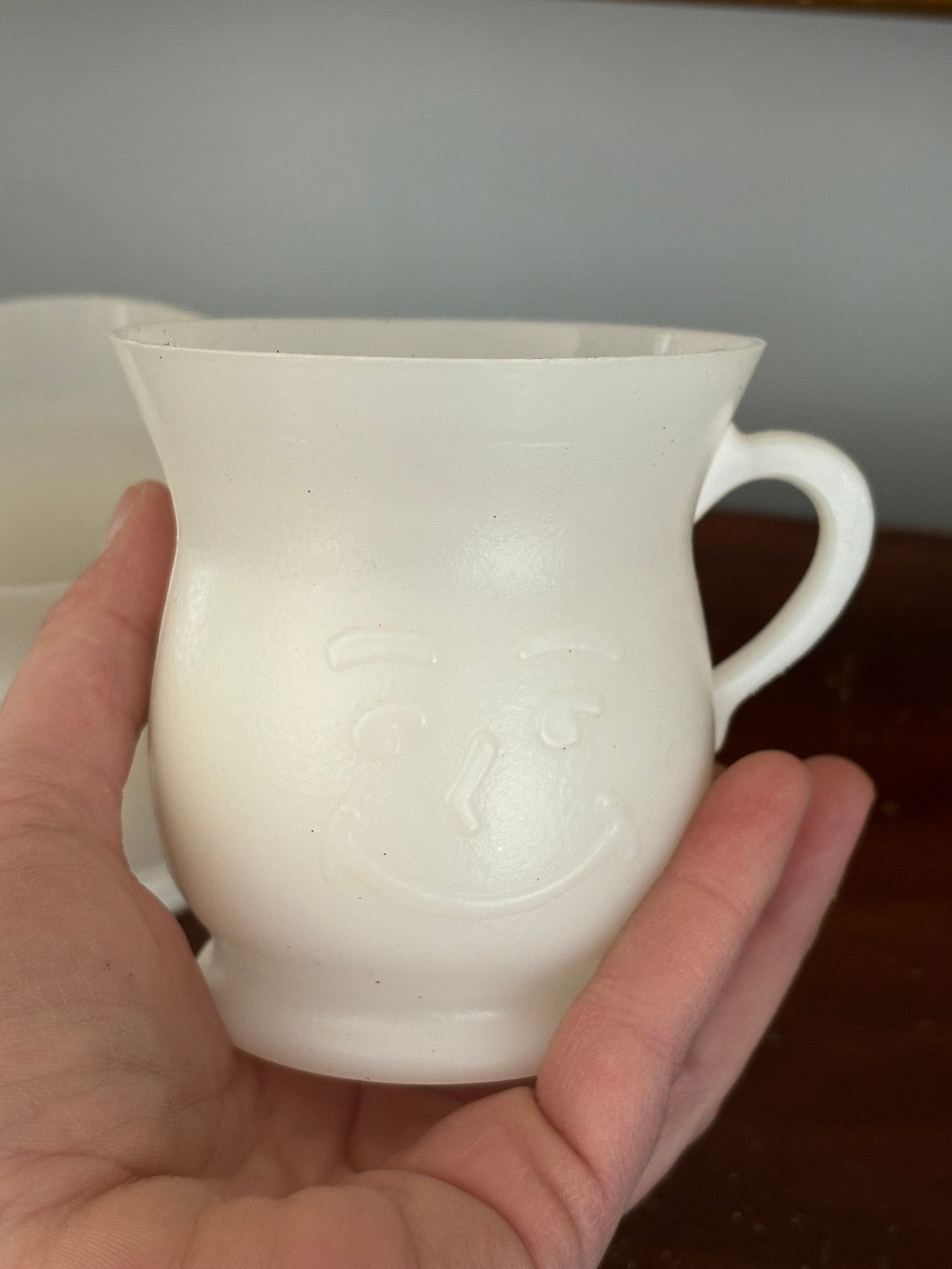 2 Vintage Kool Aid White 3-1/2 Plastic Cups Mugs Kool Aid Manembossed ...