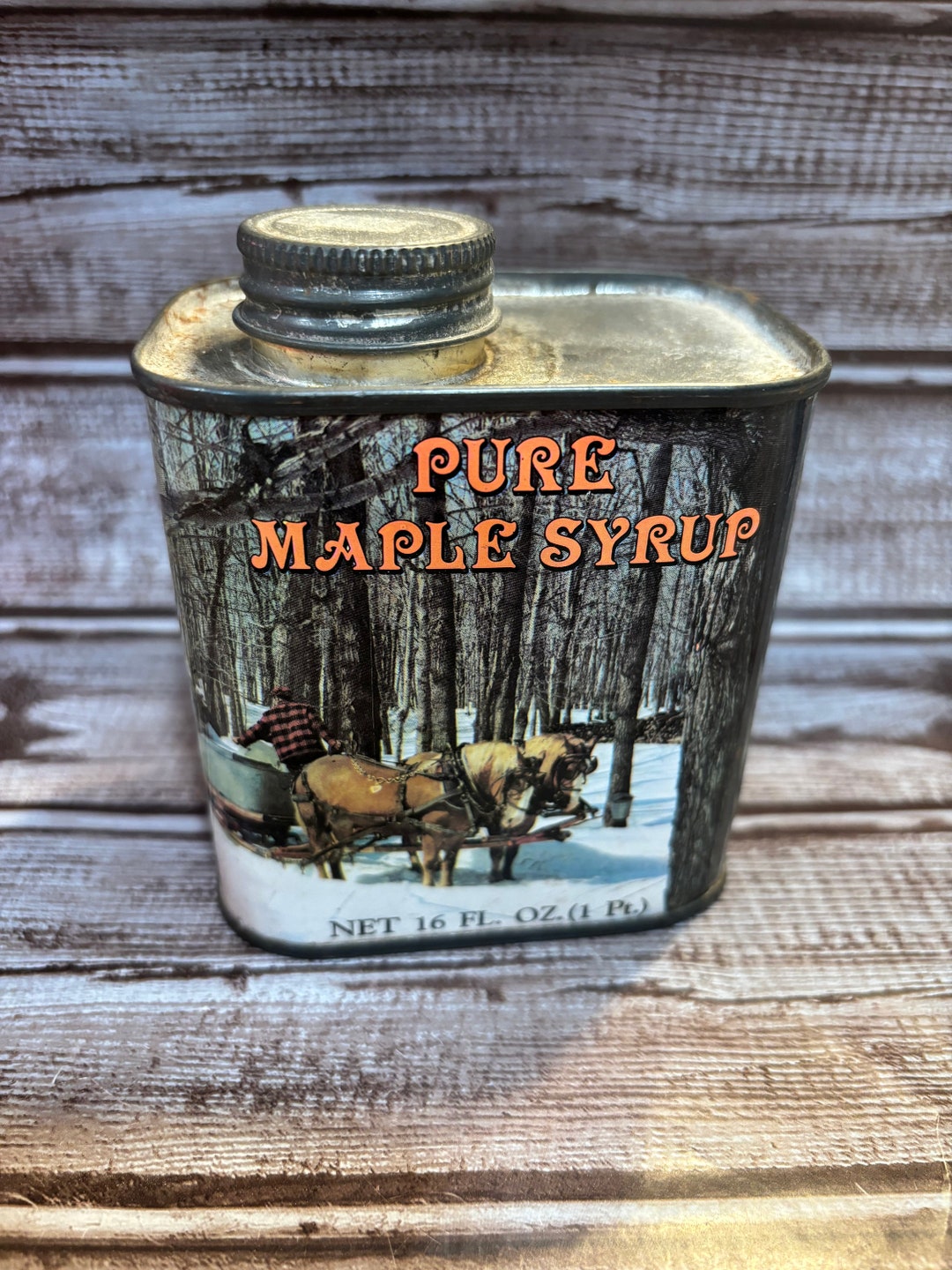 Vtg 1984 New England Container Co 16 Oz Pure Maple Syrup Vermont Tin ...