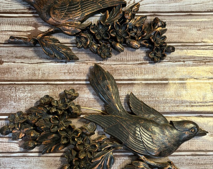 1967 Set of 2 Vintage Syroco Resin Birds on Dogwood Branch 60s Wall ...