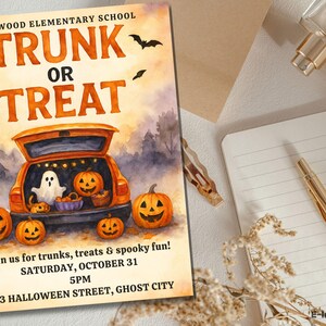 Editable Trunk or Treat Invitation Template: Halloween Party Flyer (PDF ...