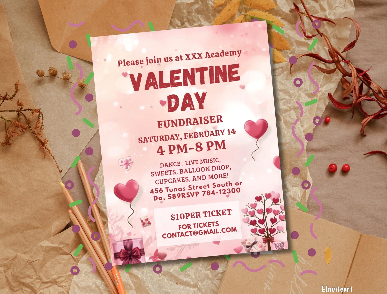 Editable Valentine's Day Fundraiser Flyer: School PTA PTO (PDF) - Etsy