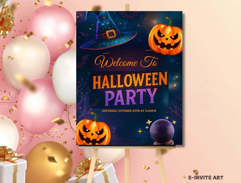 Editable Halloween Party Welcome Sign Template (PDF) - Etsy