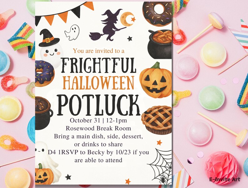 Editable Halloween Potluck Flyer Template: Staff & Teacher Appreciation ...