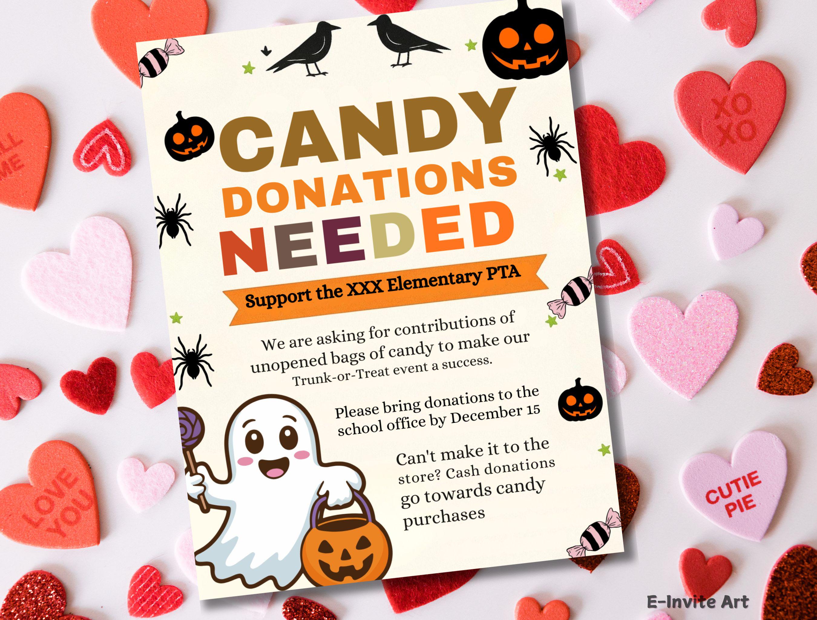 Editable Candy Donation Flyer Template for Trunk or Treat Halloween ...