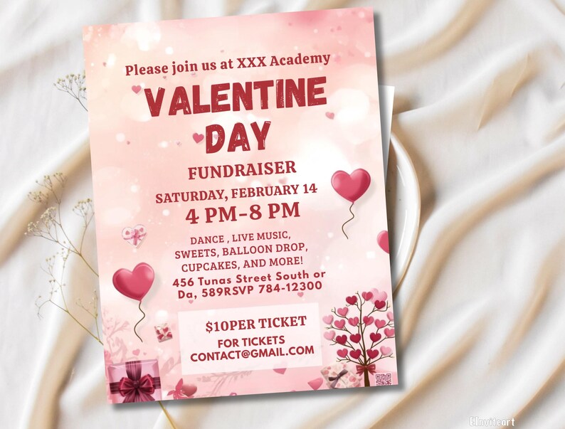 Editable Valentine's Day Fundraiser Flyer: School PTA PTO (PDF) - Etsy