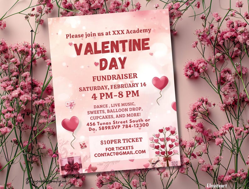 Editable Valentine's Day Fundraiser Flyer: School PTA PTO (PDF) - Etsy