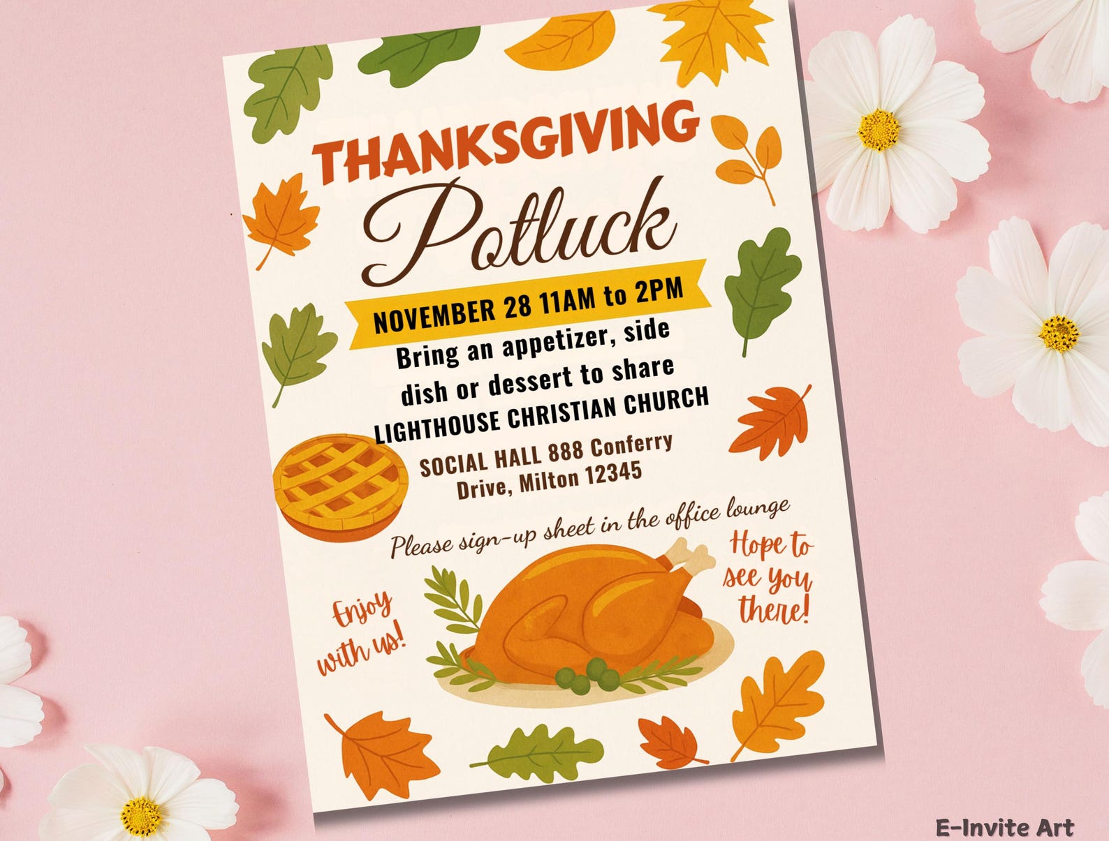 Thanksgiving Potluck Flyer: Editable Invitation Template (digital ...