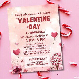 Editable Valentine's Day Fundraiser Flyer: School PTA PTO (PDF) - Etsy