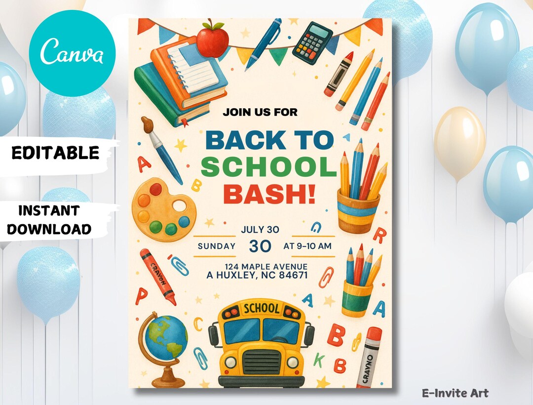 Back to School Invitation: Editable School Event Flyer (canva Template ...