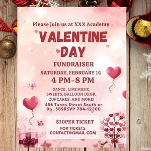 Editable Valentine's Day Fundraiser Flyer: School Party Template ...