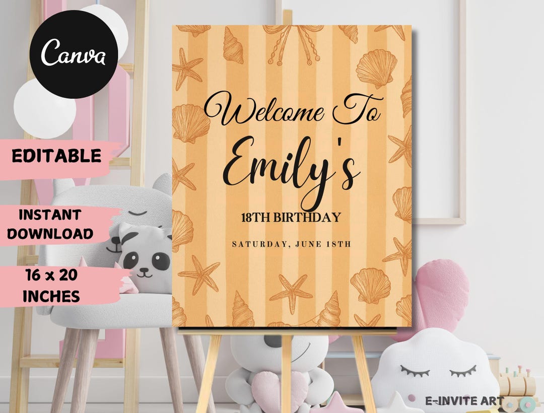 Under the Sea Birthday Welcome Sign: Ocean Theme Poster (PDF) - Etsy