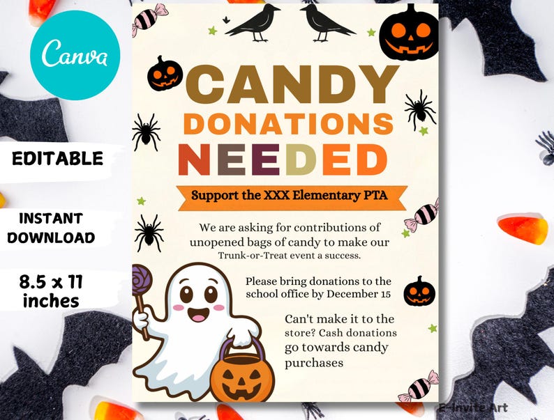 Editable Candy Donation Flyer Template for Trunk or Treat Halloween ...