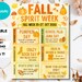 Editable Fall Spirit Week Itinerary, School Calendar (CANVA Template ...