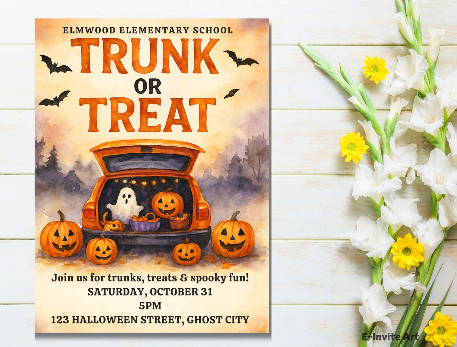 Editable Trunk or Treat Invitation Template: Halloween Party Flyer (PDF ...