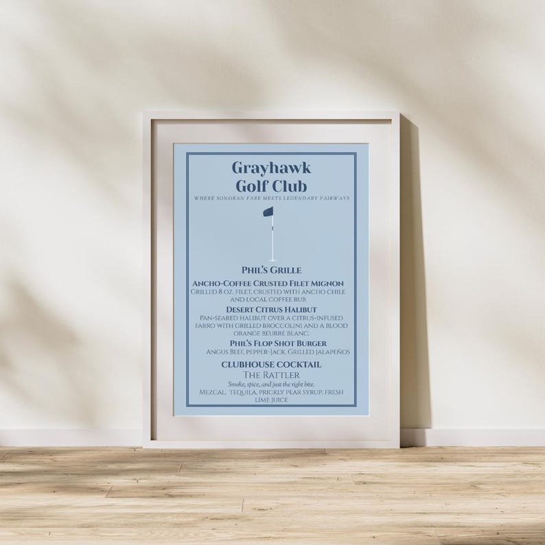 Grayhawk Arizona Custom Golf Course Menu's - Digital Download, Party ...