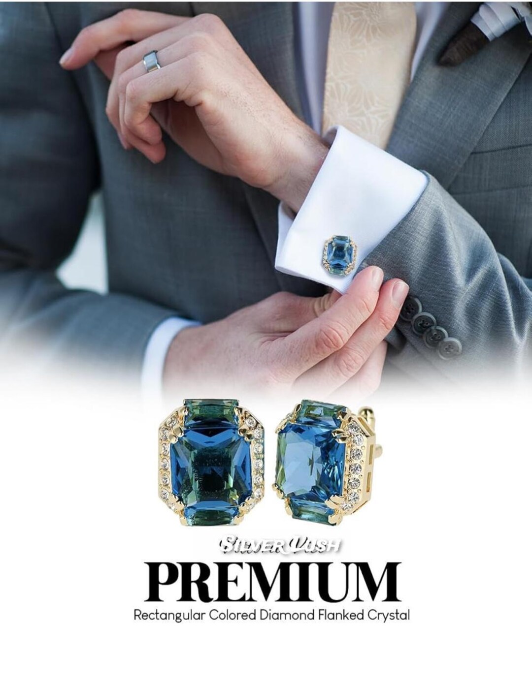 Gemelos de topacio azul: plata 925 con acabado en oro de 14 quilates ...