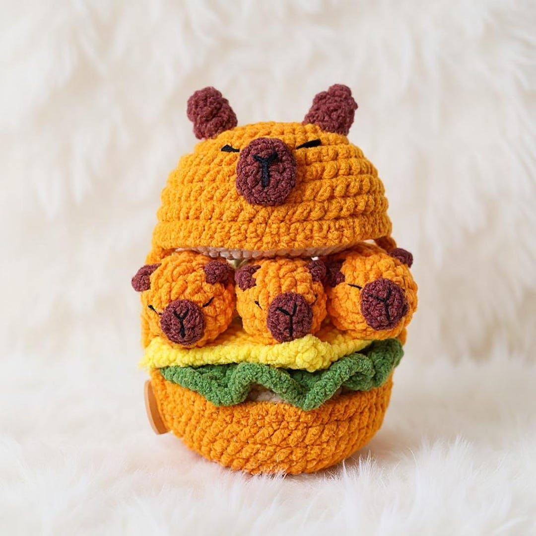 Adorable Capyburger Crochet Pattern, Easy Amigurumi Capybara Burger PDF ...