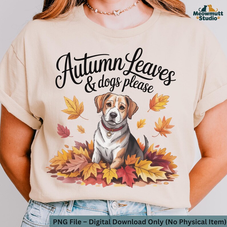 Watercolor Autumn Dog PNG Clipart Bundle: Fall Quotes (digital Download ...