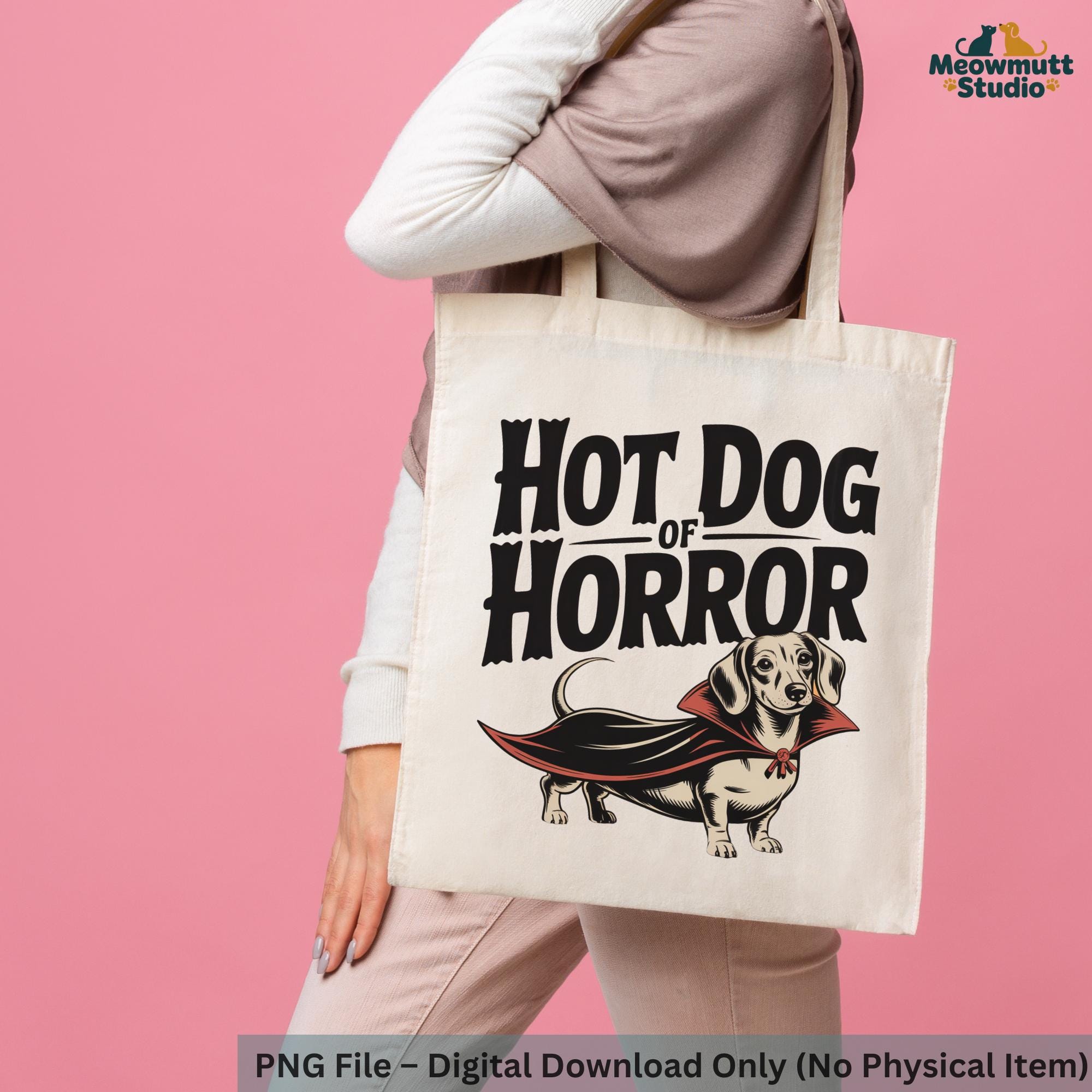 Retro Halloween Dachshund PNG: Hot Dog of Horror Clipart (digital ...