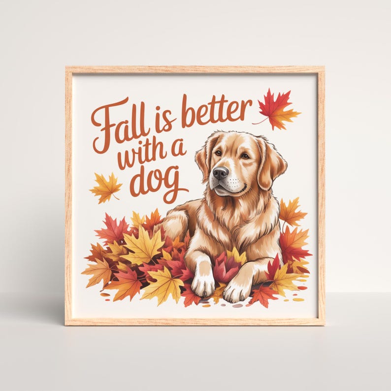 Watercolor Autumn Dog PNG Clipart Bundle: Fall Quotes (digital Download ...