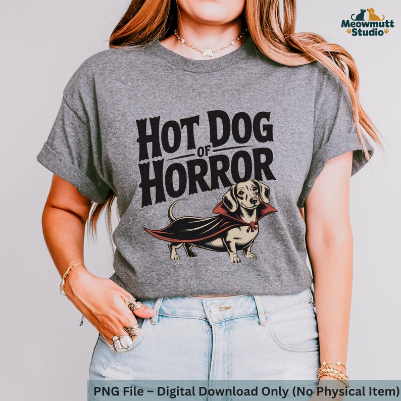 Retro Halloween Dachshund PNG: Hot Dog of Horror Clipart (digital ...