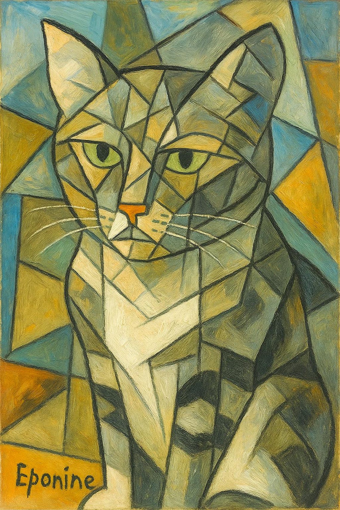 Cubist Pet Portrait – Geometric Custom Canvas for Dog or Cat | Abstract ...