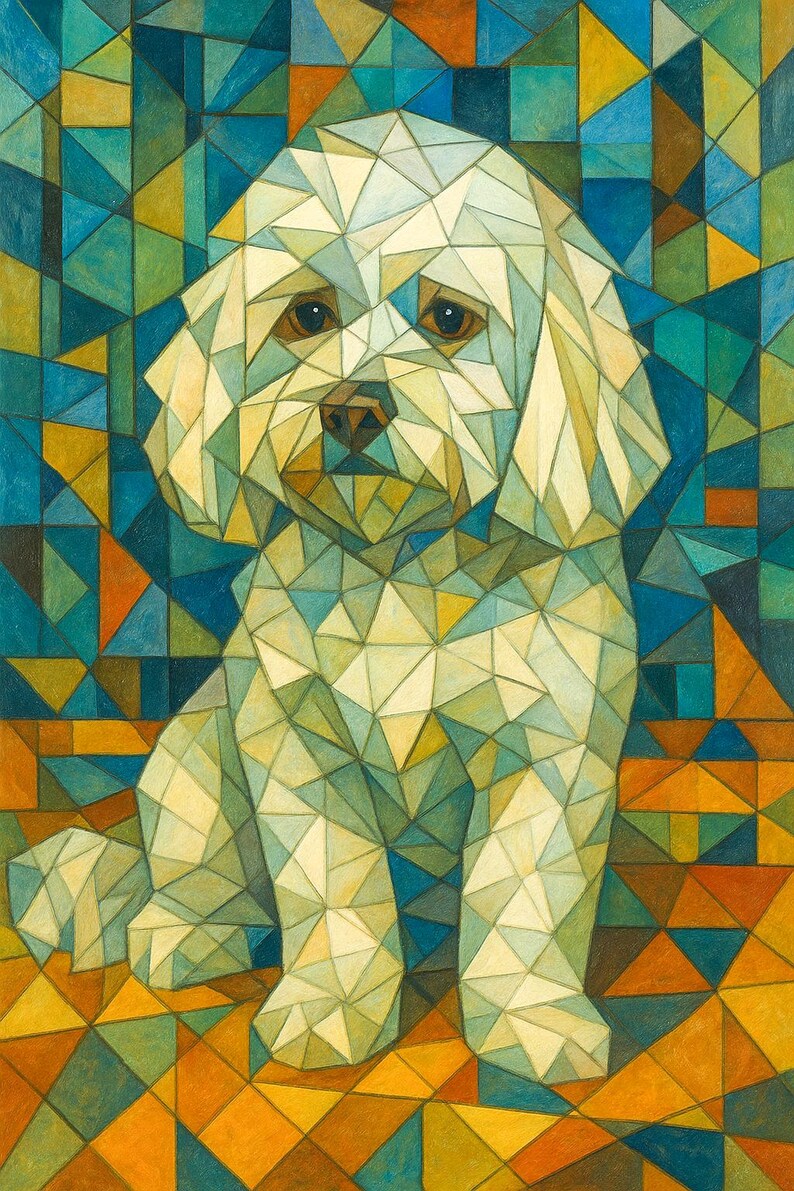 Cubist Pet Portrait – Geometric Custom Canvas for Dog or Cat | Abstract ...