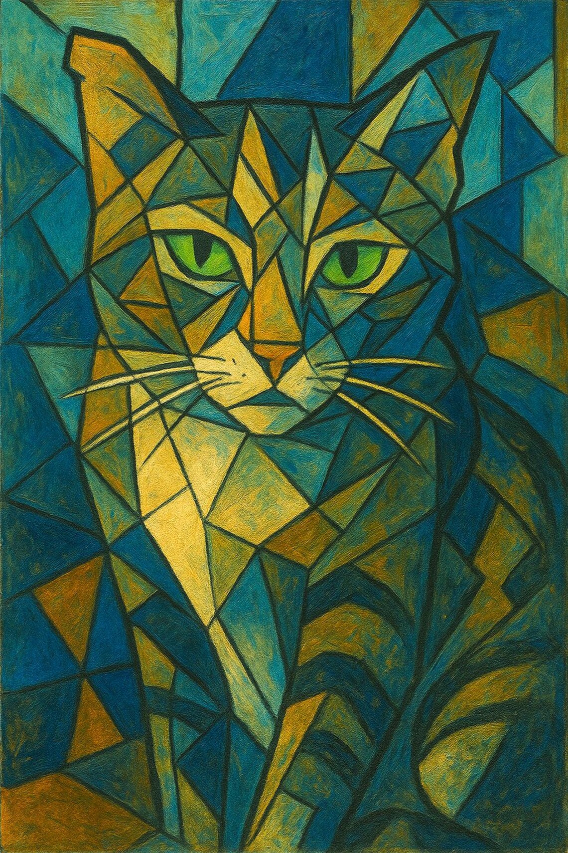 Cubist Pet Portrait – Geometric Custom Canvas for Dog or Cat | Abstract ...