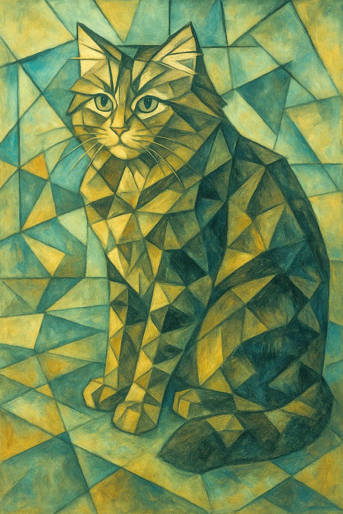 Cubist Pet Portrait – Geometric Custom Canvas for Dog or Cat | Abstract ...