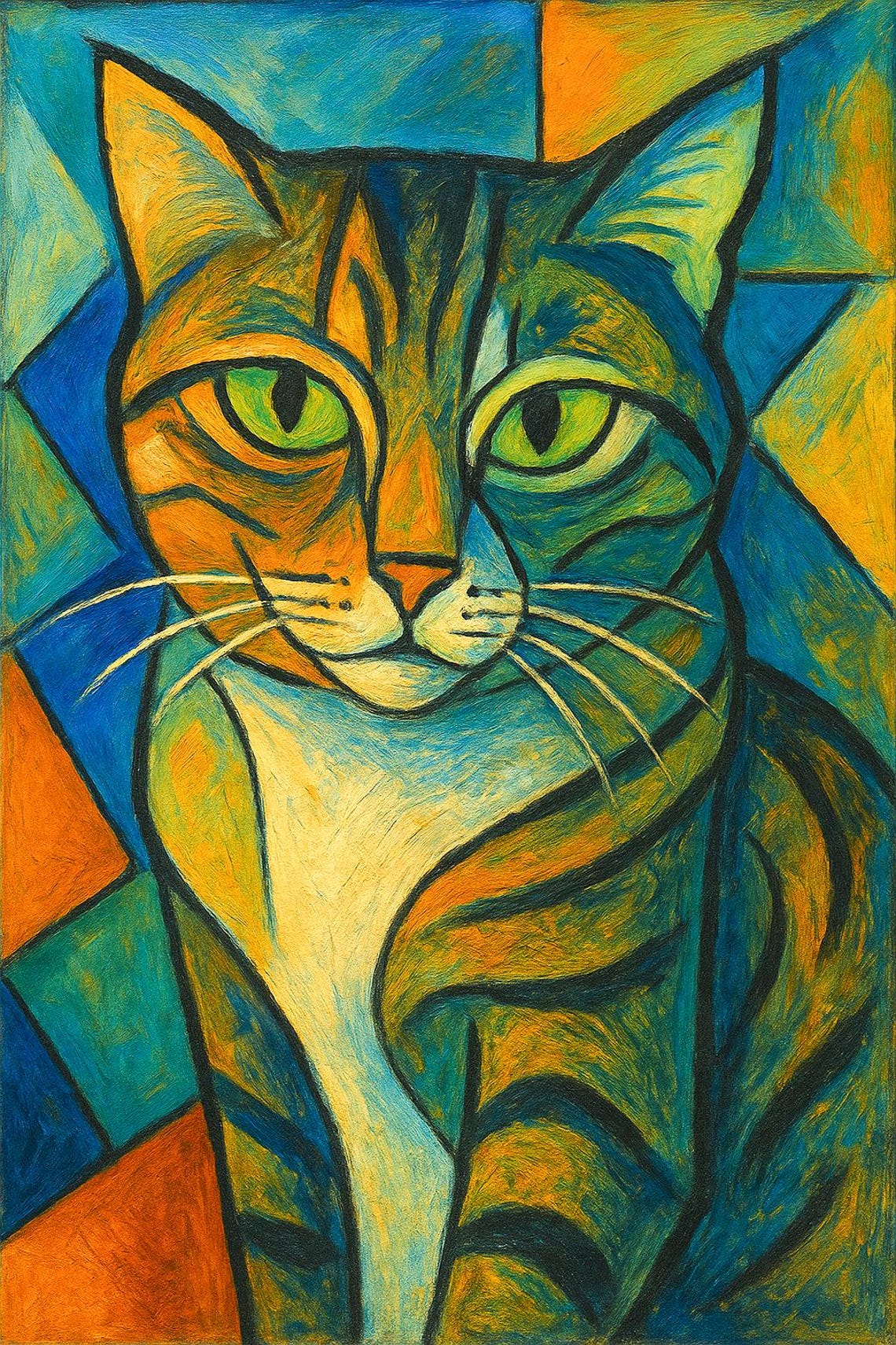 Cubist Pet Portrait – Geometric Custom Canvas for Dog or Cat | Abstract ...