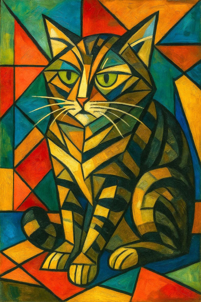 Cubist Pet Portrait – Geometric Custom Canvas for Dog or Cat | Abstract ...
