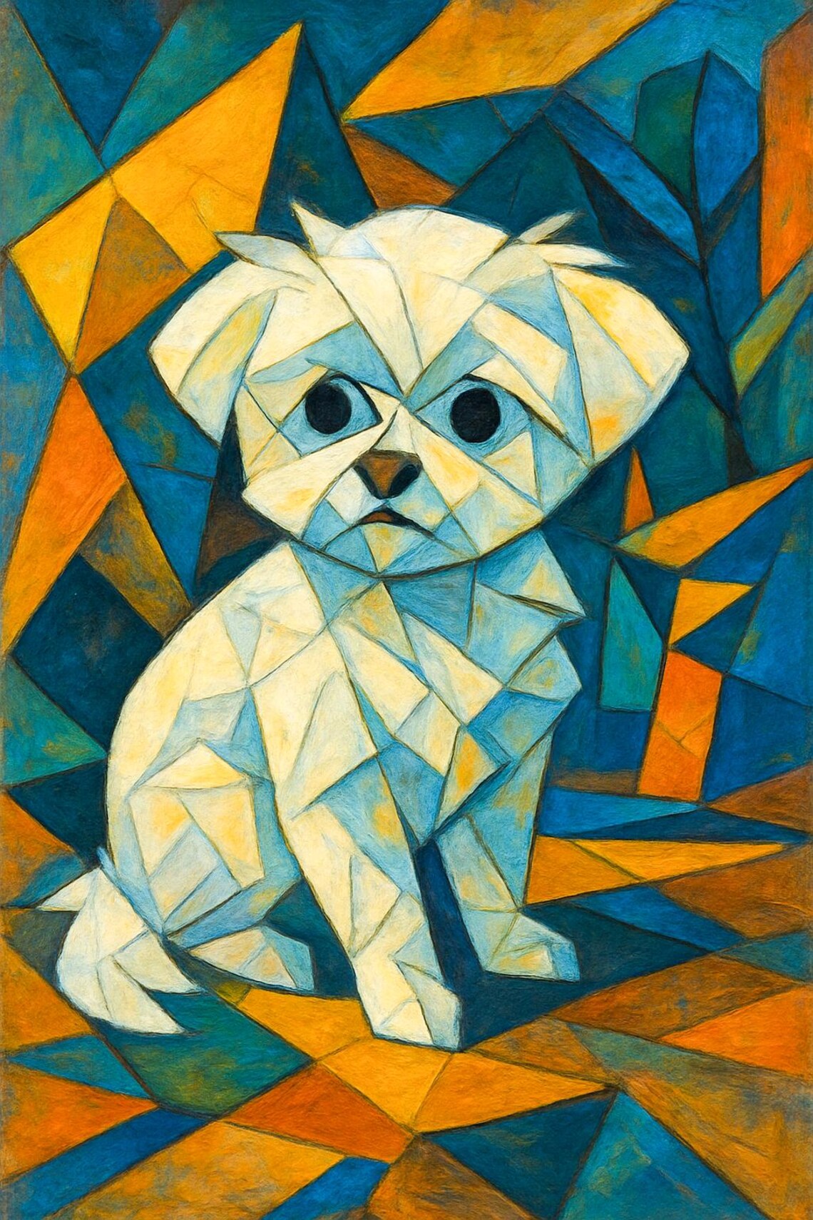 Cubist Pet Portrait – Geometric Custom Canvas for Dog or Cat | Abstract ...
