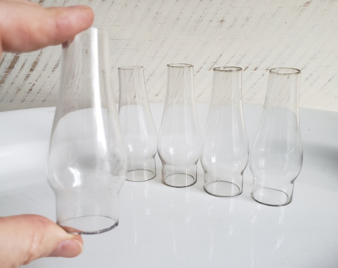 Miniature Glass Oil Lamp Chimneys , Set of 5 Antique Vesuvius Lead ...