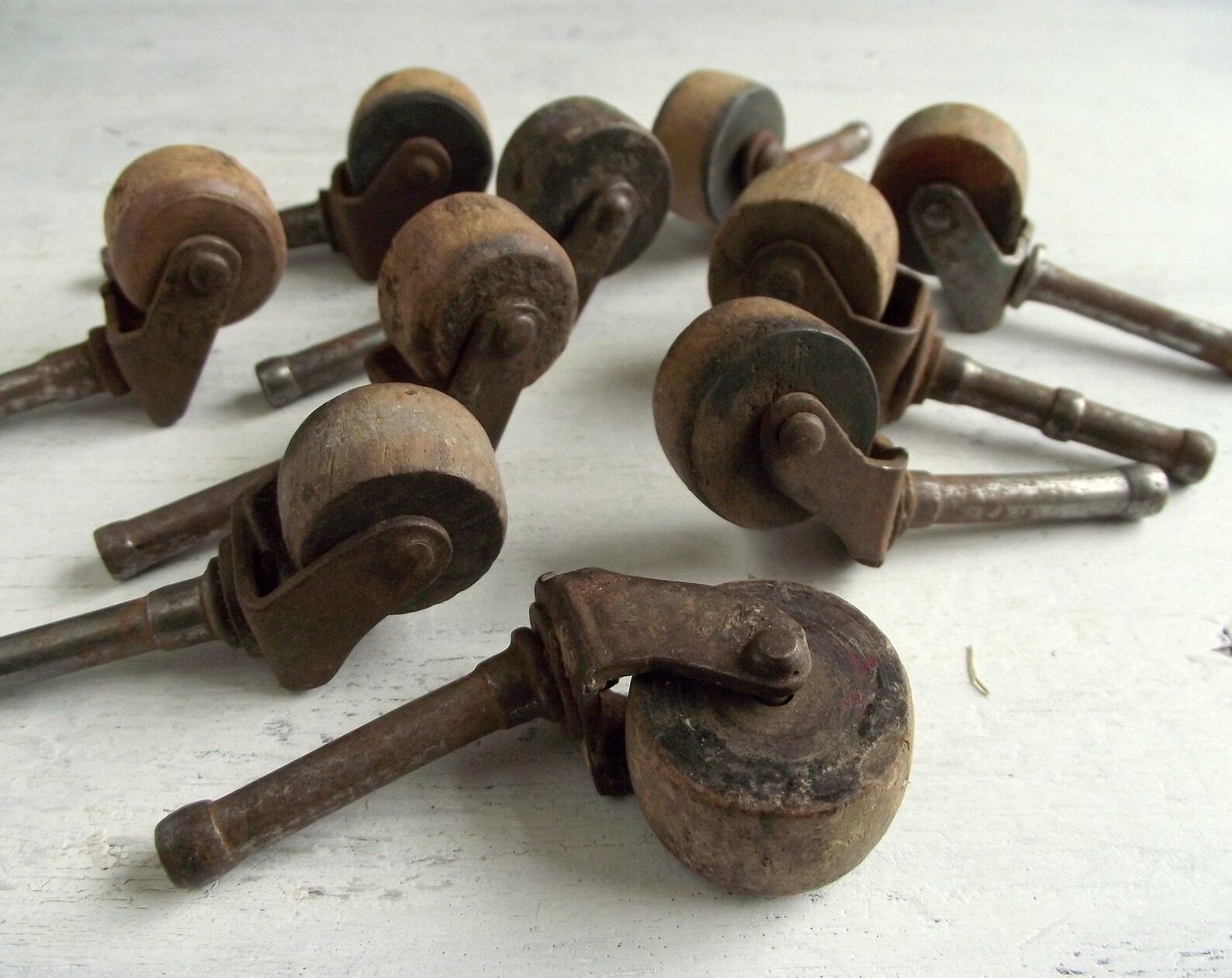 Wood Caster Wheels Set of 10 Mismatched Furniture Stem | Etsy