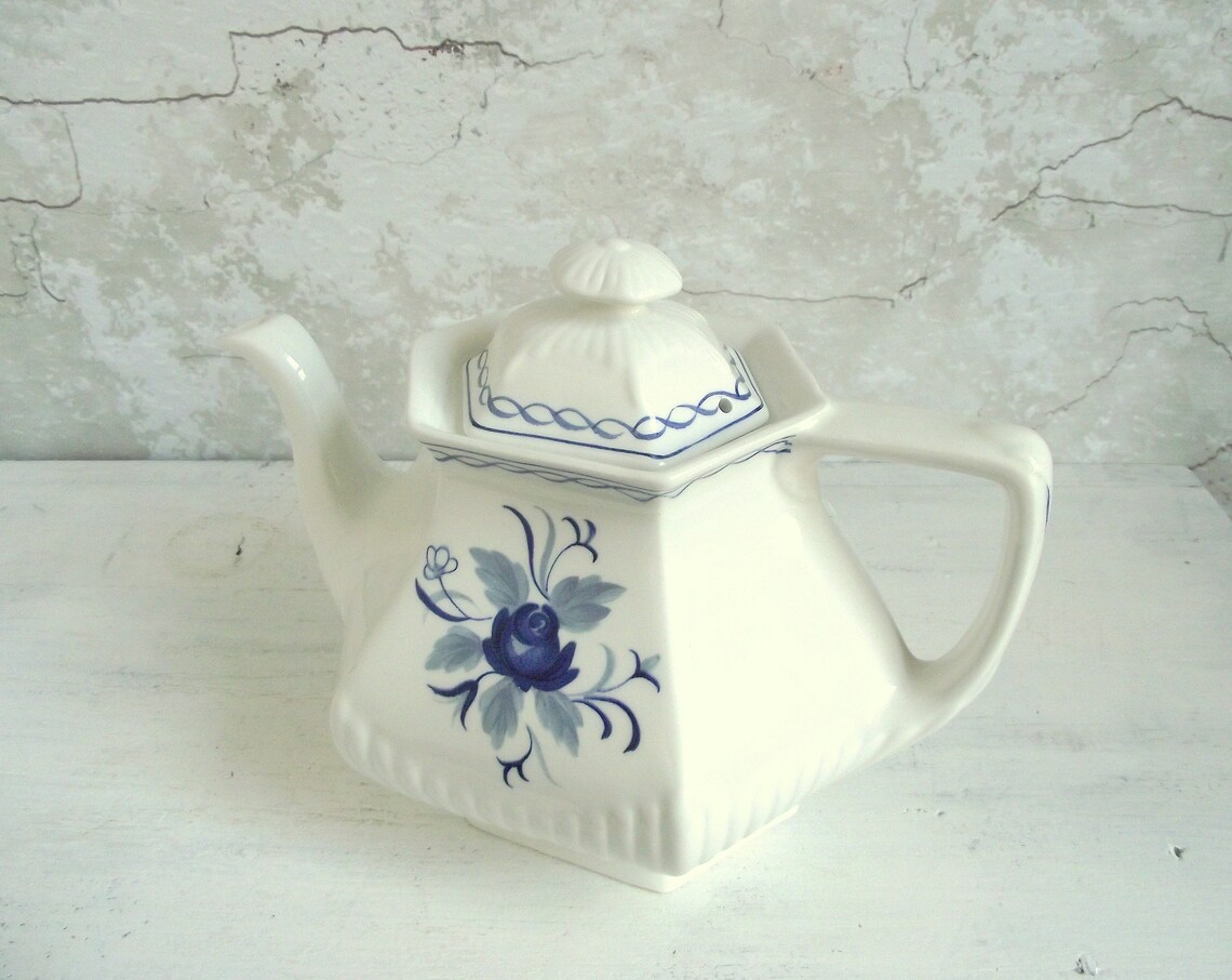 Adams Baltic Blue Ironstone Teapot & Lid Blue and White | Etsy