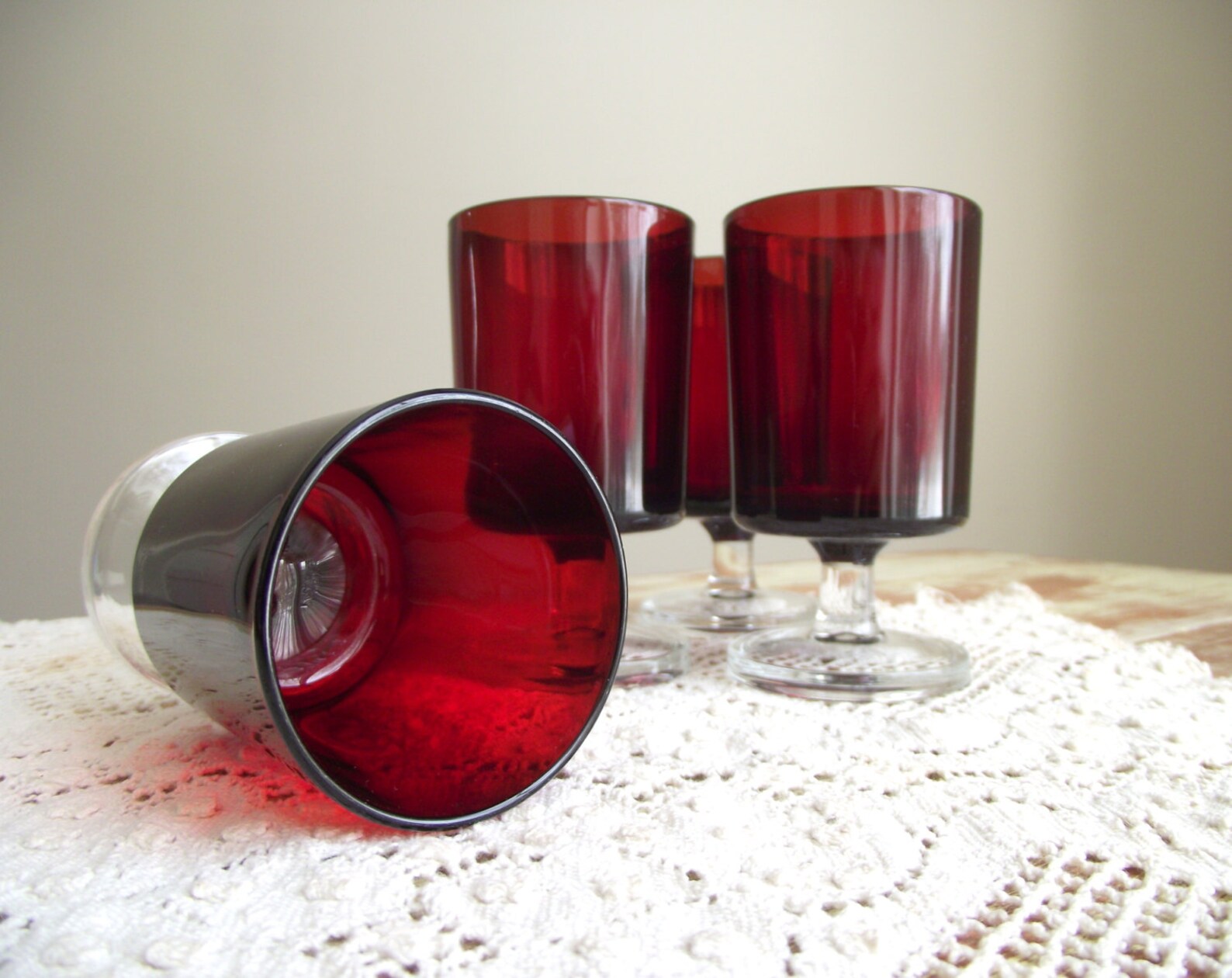Red Wine Glasses Set of 4 Ruby Luminarc Glasses by Cavalier | Etsy
