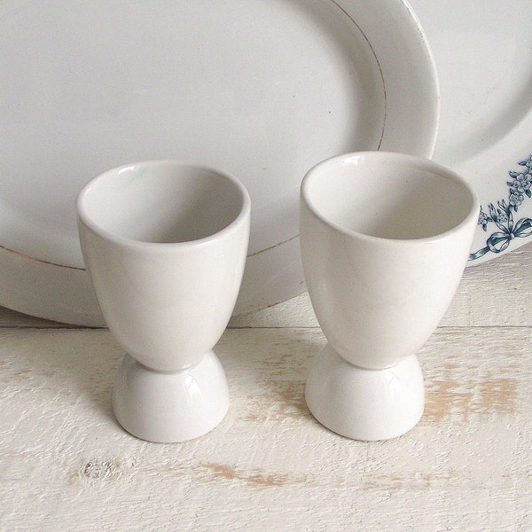 White Ironstone Vintage Eggs Cups - Etsy