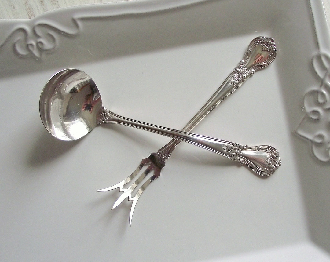 Weidlich Sterling Cream Ladle and Lemon Fork in Ancestry Pattern ...